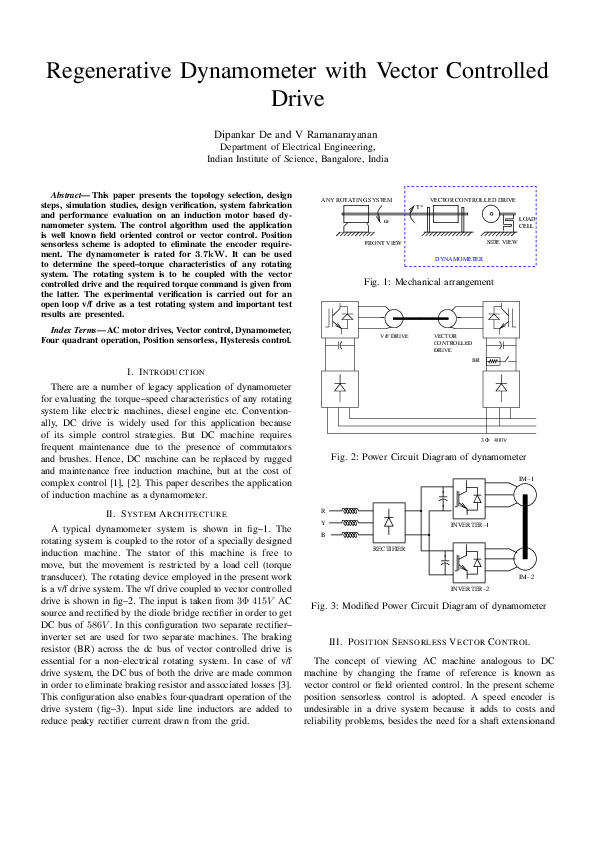 (PDF) Regenerative Dynamometer with Vector Controlled Drive
