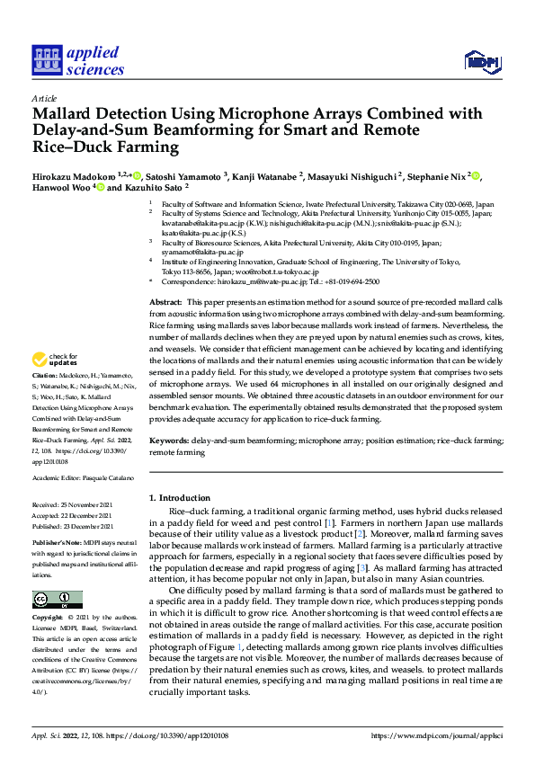 (PDF) Mallard Detection Using Microphone Arrays Combined with Delay-and ...