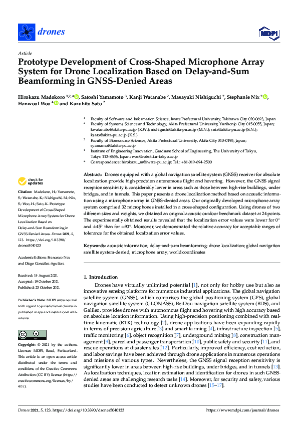 (PDF) Prototype Development of Cross-Shaped Microphone Array System for Drone Localization Based ...