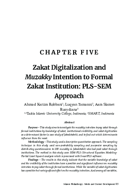 (PDF) Zakat digitalization and muzakky intention to formal zakat institution, PLS-SEM approach
