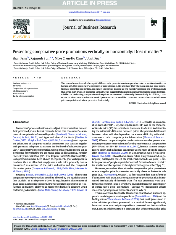 (PDF) Presenting comparative price promotions vertically or ...