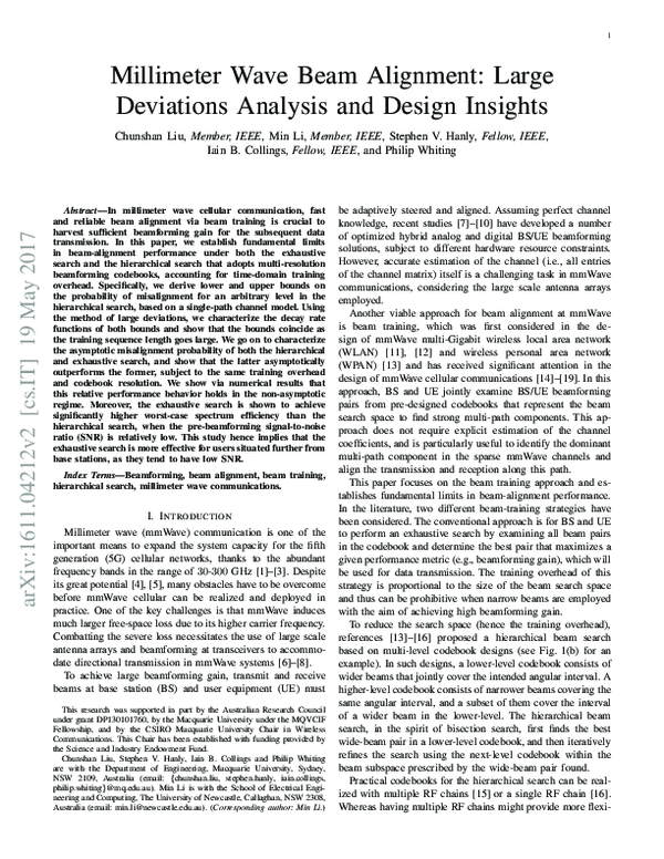 (PDF) Millimeter Wave Beam Alignment: Large Deviations Analysis and ...
