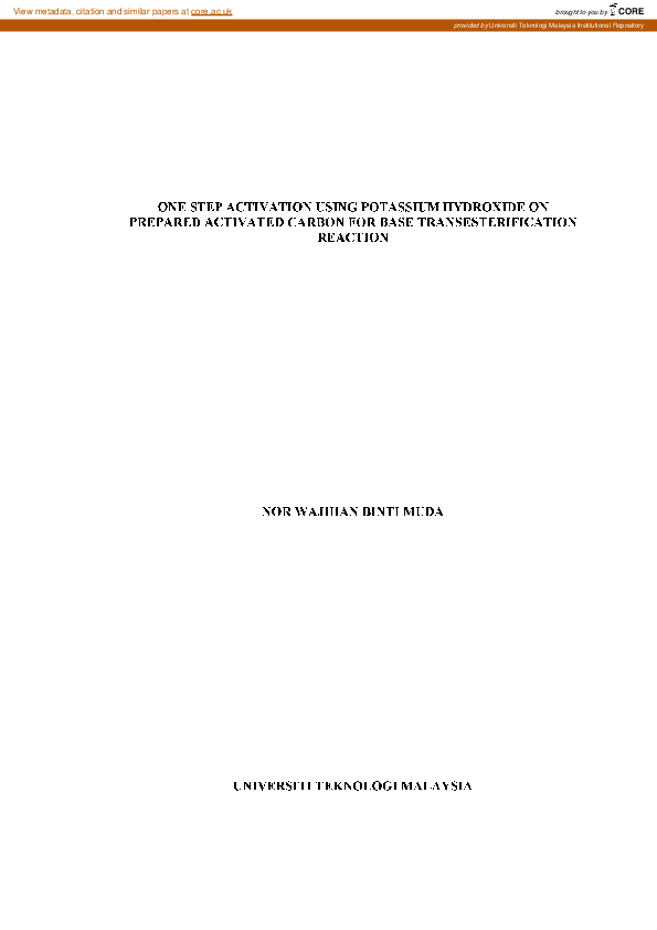 (PDF) One step activation using potassium hydroxide on prepared activated carbon for base ...