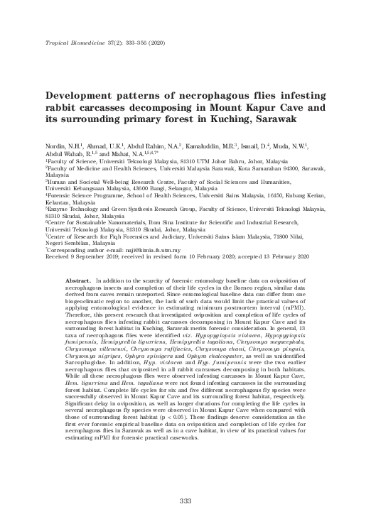 (PDF) Development patterns of necrophagous flies infesting rabbit ...