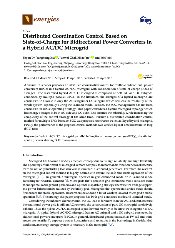 (PDF) Distributed Coordination Control Based on State-of-Charge for ...