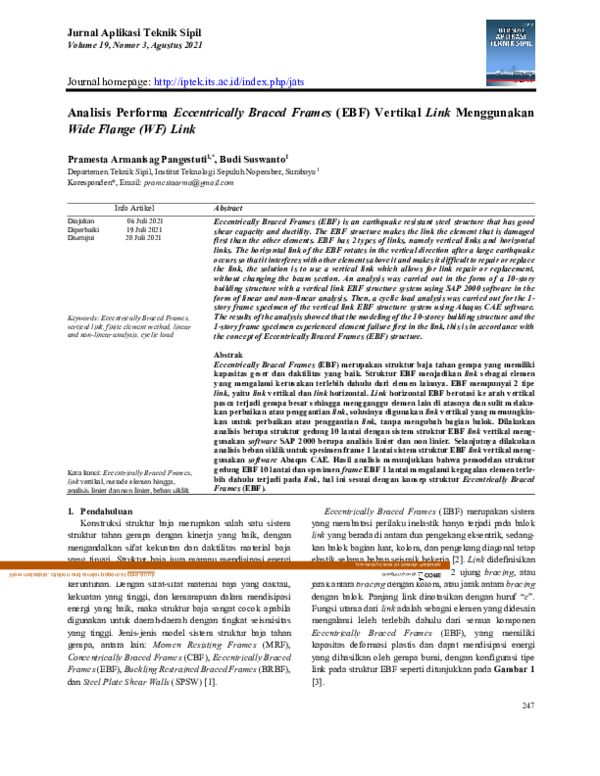 (PDF) Analisis Performa Eccentrically Braced Frames (EBF) Vertikal Link ...