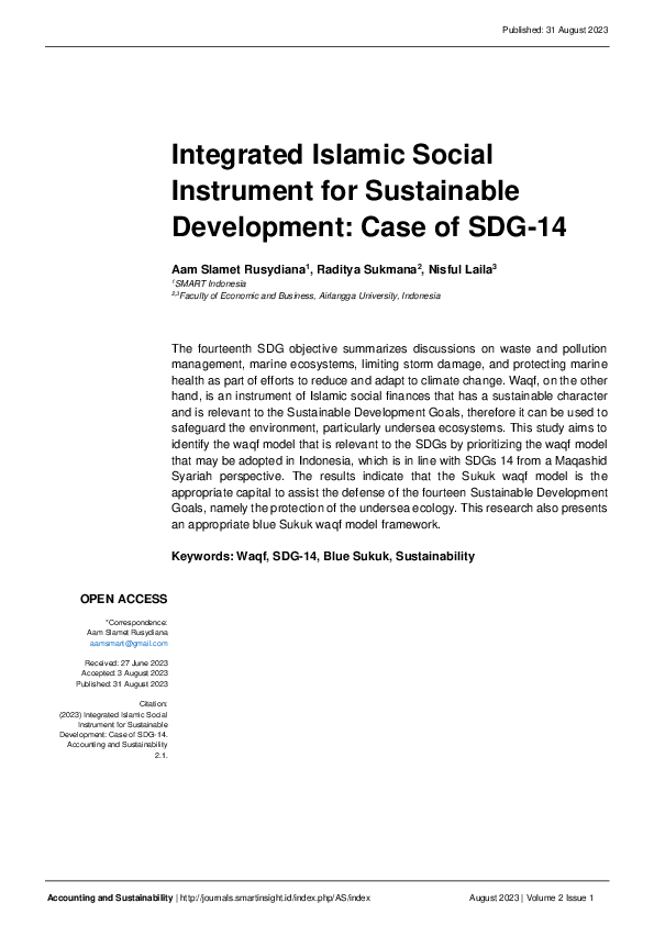 (PDF) Integrated Islamic social instrument for SDG-14