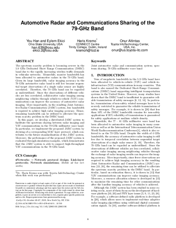(PDF) Automotive radar and communications sharing of the 79-GHz band