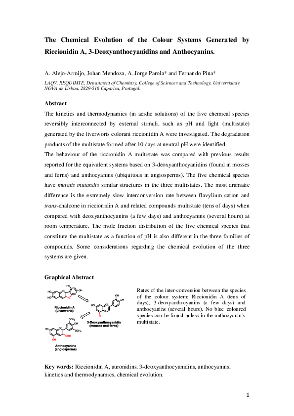 (PDF) Chemical evolution of the colour systems generated by riccionidin A, 3-deoxyanthocyanidins ...