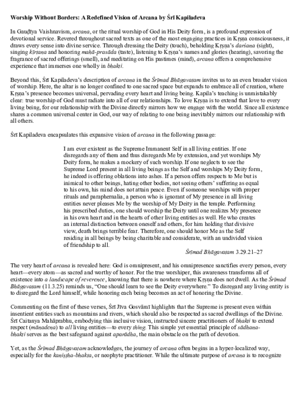 (PDF) Worship Without Borders: A Redefined Vision of Arcana by Śrī ...