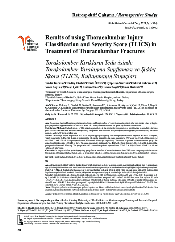 (PDF) Results of using Thoracolumbar Injury Classification and Severity ...