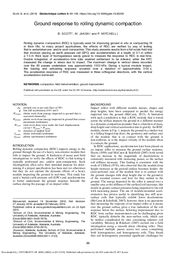 (PDF) Ground response to rolling dynamic compaction