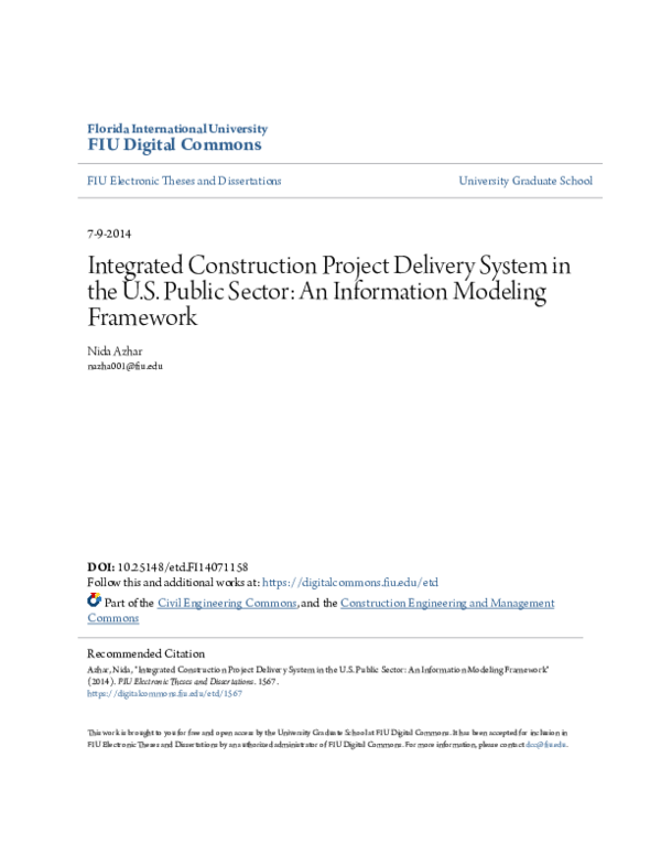 (PDF) Integrated Construction Project Delivery System in the U.S ...