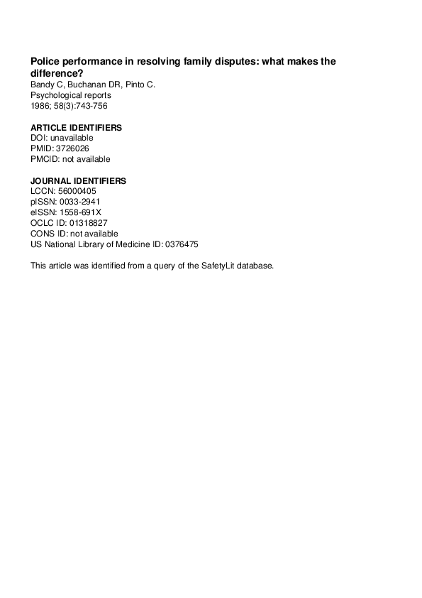 (PDF) Police Performance in Resolving Family Disputes: What Makes the ...