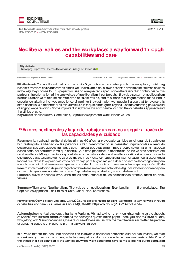 (PDF) Neoliberal values and the workplace: a way forward through ...