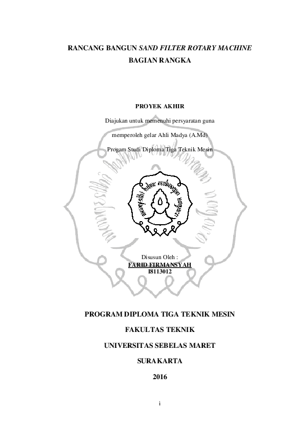 (PDF) Rancang Bangun Sand Filter Rotary Machine Bagian Rangka
