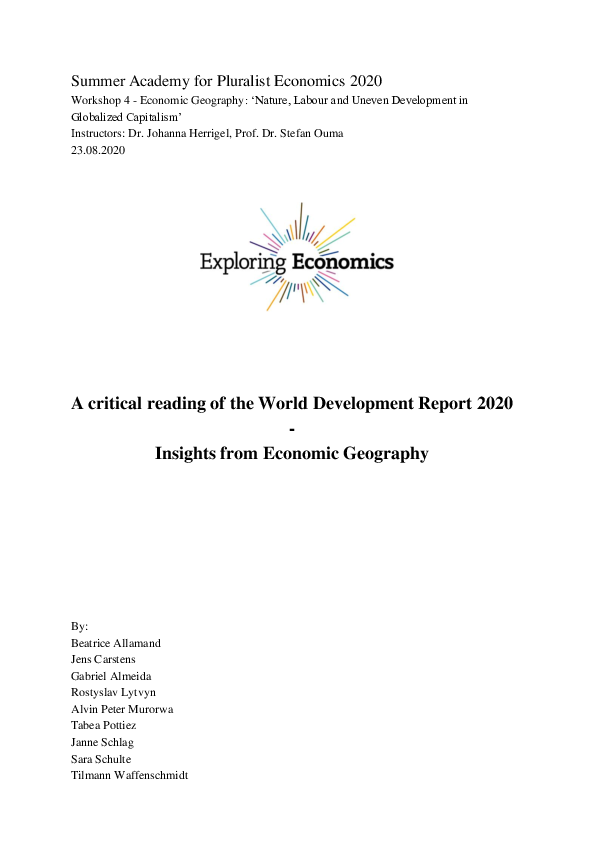 (PDF) A critical reading of the World Development Report 2020-Insights ...