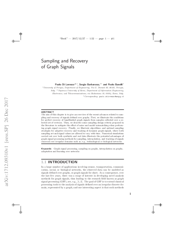 (PDF) Sampling and Recovery of Graph Signals