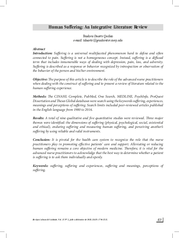 (PDF) Human Suffering: An Integrative Literature Review