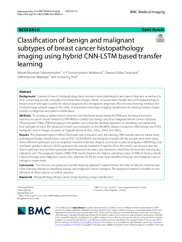 (PDF) Classification of benign and malignant subtypes of breast cancer ...