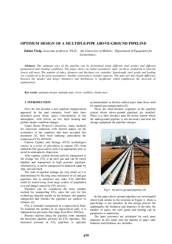 (PDF) Optimum Design of a Multiple-Pipe Above-Ground Pipeline