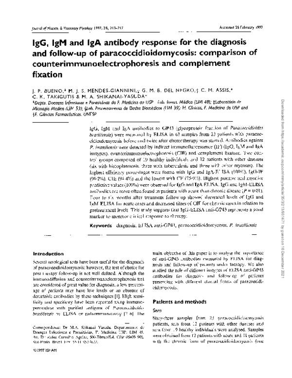 (PDF) IgG, IgM and IgA antibody response for the diagnosis and follow ...