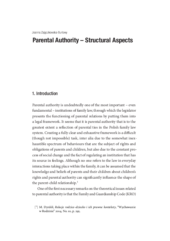 (PDF) Parental authority structural aspects