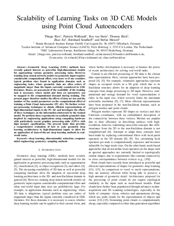 (PDF) Scalability of Learning Tasks on 3D CAE Models Using Point Cloud ...
