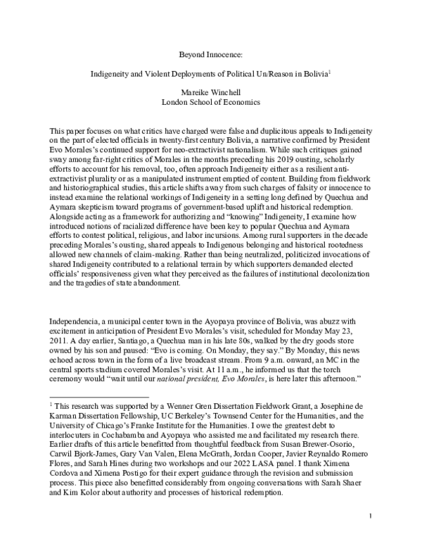 (PDF) Beyond Innocence: Indigeneity and Violent Deployments of ...