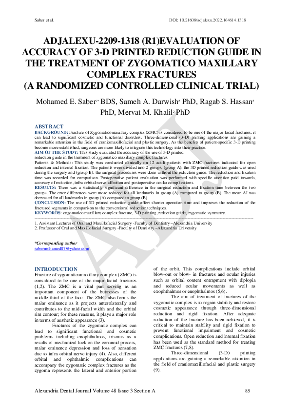 (PDF) Evaluation of Accuracy of 3-D Printed Reduction Guide in the ...