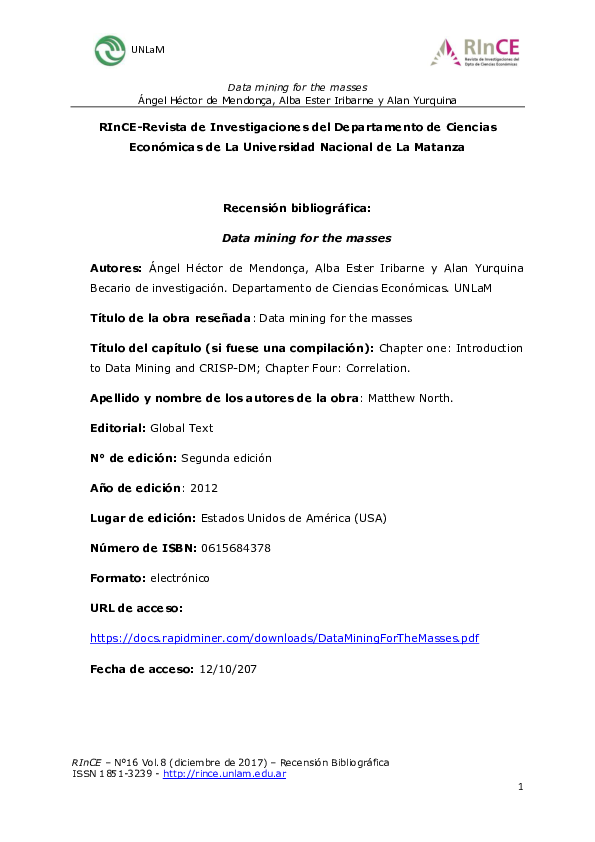 (PDF) Data mining for the masses