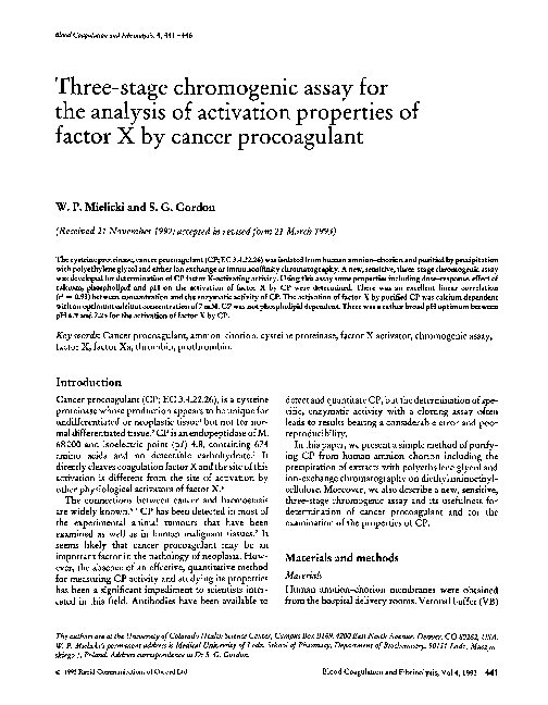 (PDF) Three-stage chromogenic assay for the analysis of activation ...
