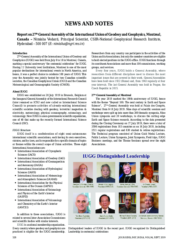 (PDF) Report on 27th General Assembly of the International Union of ...