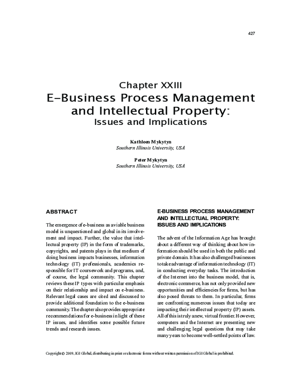 (PDF) E-Business Process Management and Intellectual Property