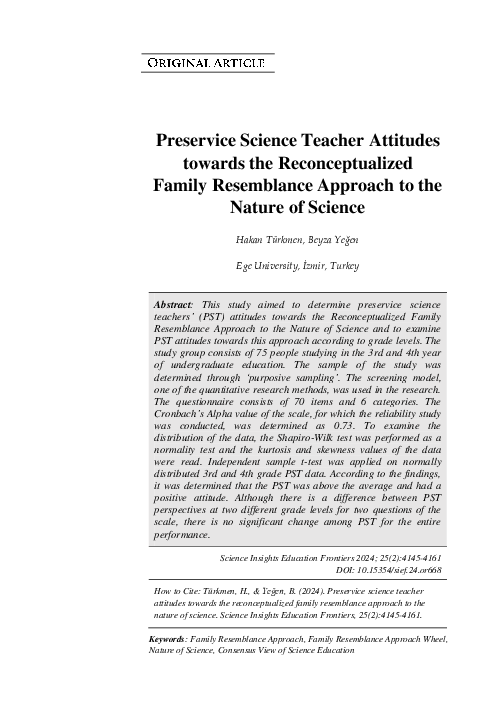 (PDF) Preservice science teacher attitudes towards the reconceptualized ...