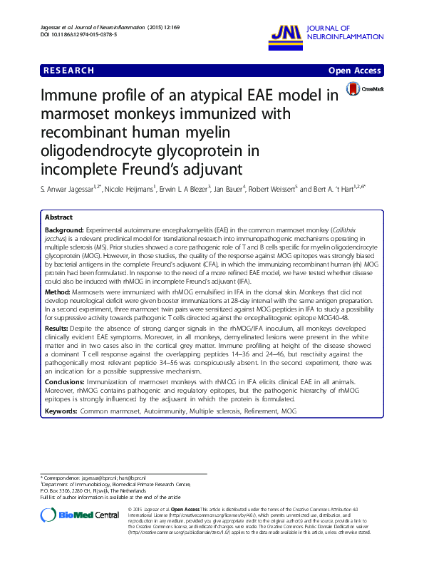 (PDF) Immune profile of an atypical EAE model in marmoset monkeys ...