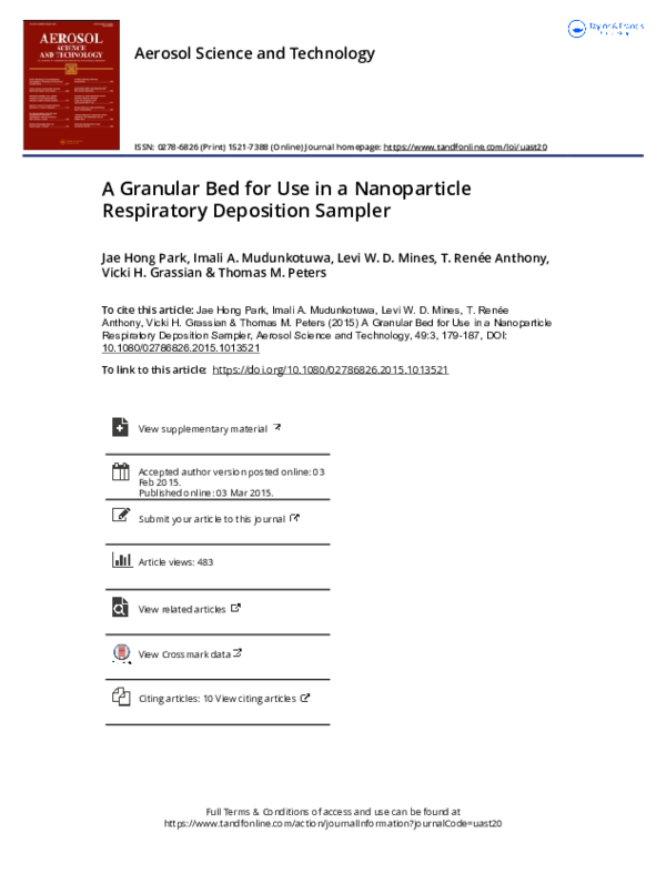 (PDF) A Granular Bed for Use in a Nanoparticle Respiratory Deposition ...