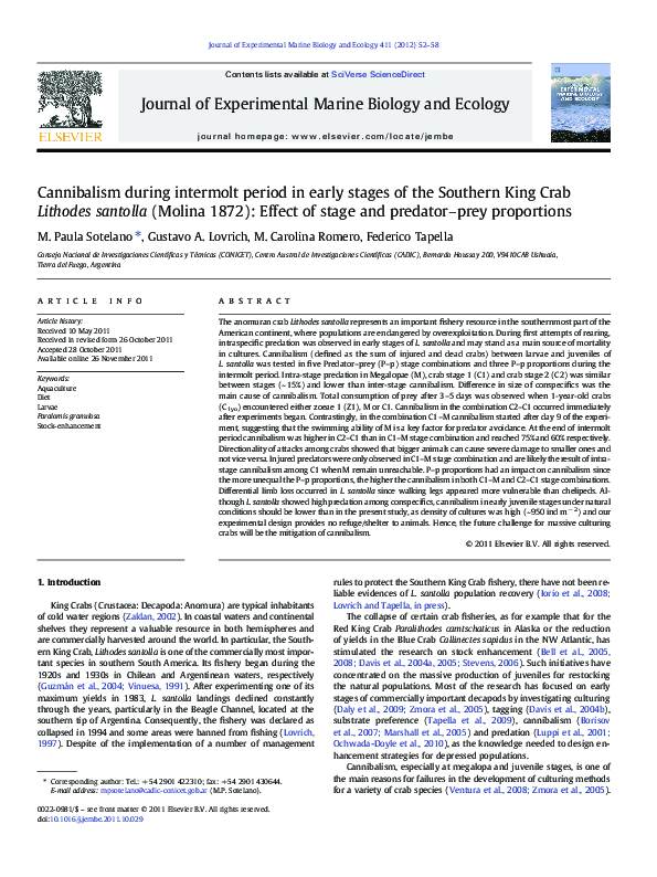 (PDF) Cannibalism during intermolt period in early stages of the ...