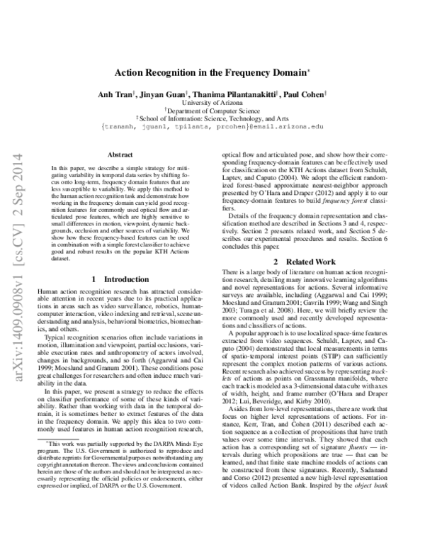 (PDF) Action Recognition in the Frequency Domain