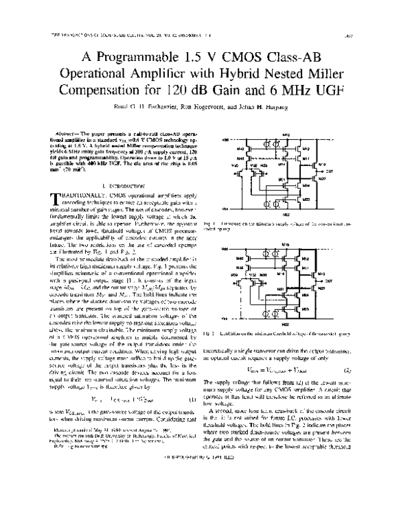 (PDF) A programmable 1.5 V CMOS class-AB operational amplifier with ...