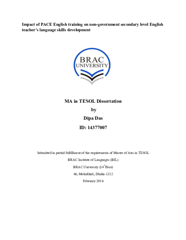(PDF) Impact of PACE English training on non-government secondary level ...