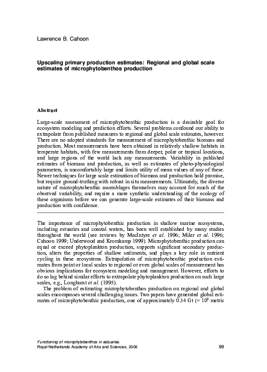 (PDF) Upscaling primary production estimates: regional and global scale ...