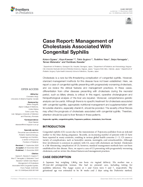 (PDF) Case Report: Management of Cholestasis Associated With Congenital ...