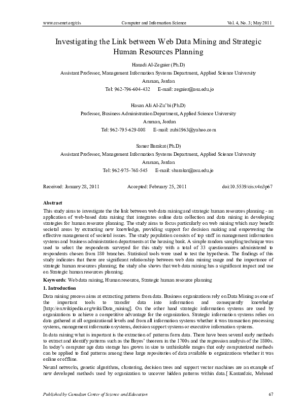 (PDF) Investigating the Link between Web Data Mining and Strategic Human Resources Planning