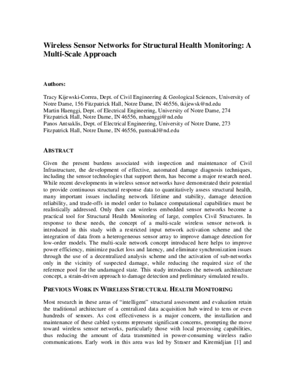 (PDF) Wireless Sensor Networks for Structural Health Monitoring: A Multi-Scale Approach
