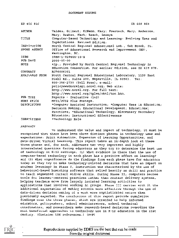 (PDF) Computer-based technology and learning: Evolving uses and ...