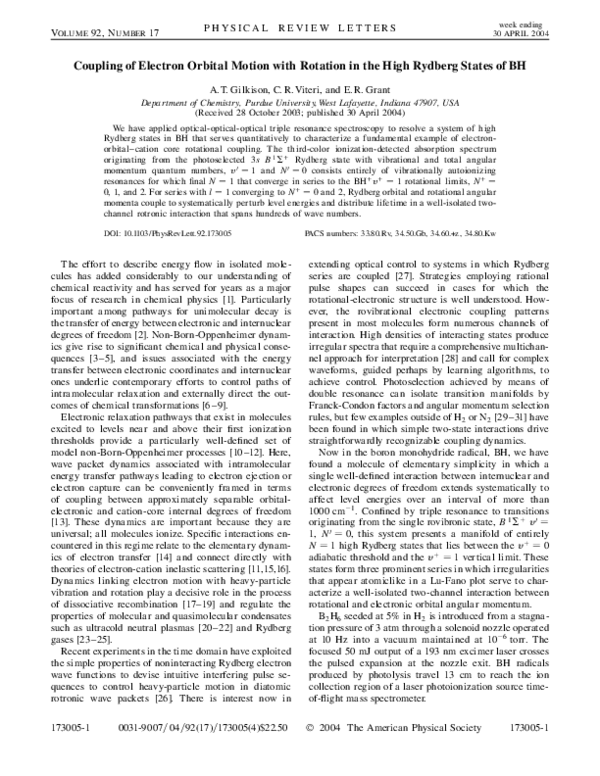 (PDF) Coupling of Electron Orbital Motion with Rotation in the High ...