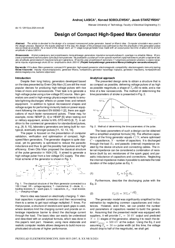 (PDF) Design of Compact High-Speed Marx Generator