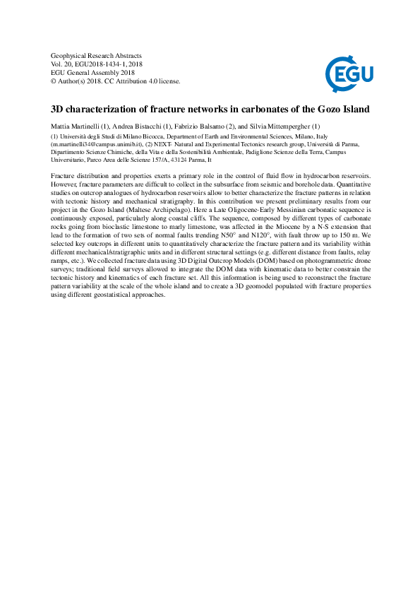Pdf 3d Characterization Of Fracture Networks In Carbonates Of The Gozo Island