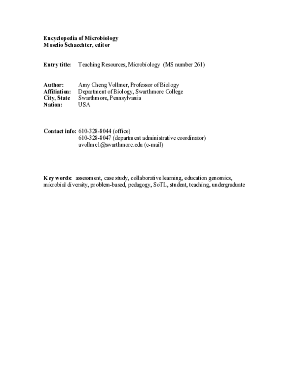 (PDF) Teaching Resources, Microbiology